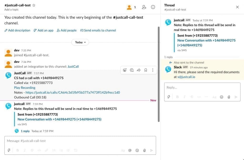 Slack integration for Phone Call Tracking | Slack Calls App